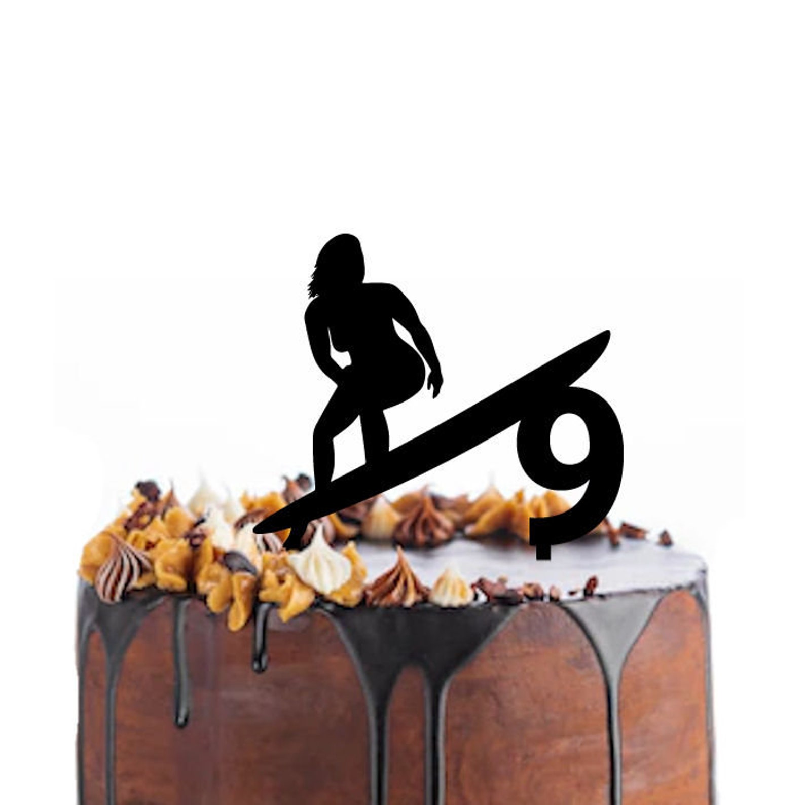 Birthday Cake Topper With a Female Surfer Different - Etsy
