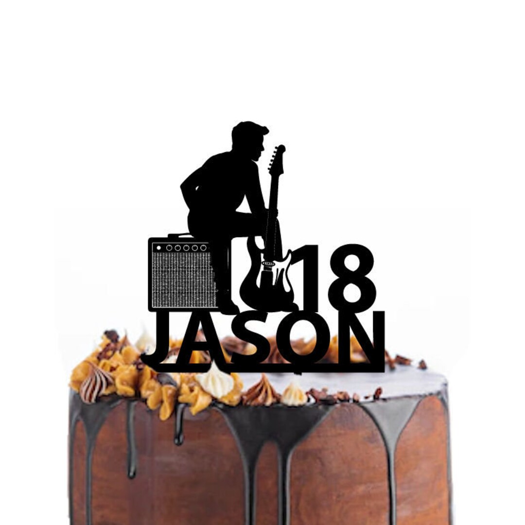Birthday Cake Topper Guitar Player, Different Variations and Colours ...