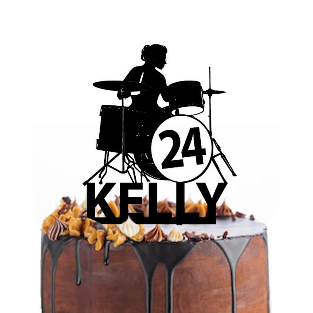 Birthday Cake Topper Drummer Girl, Different Variations and Colours ...