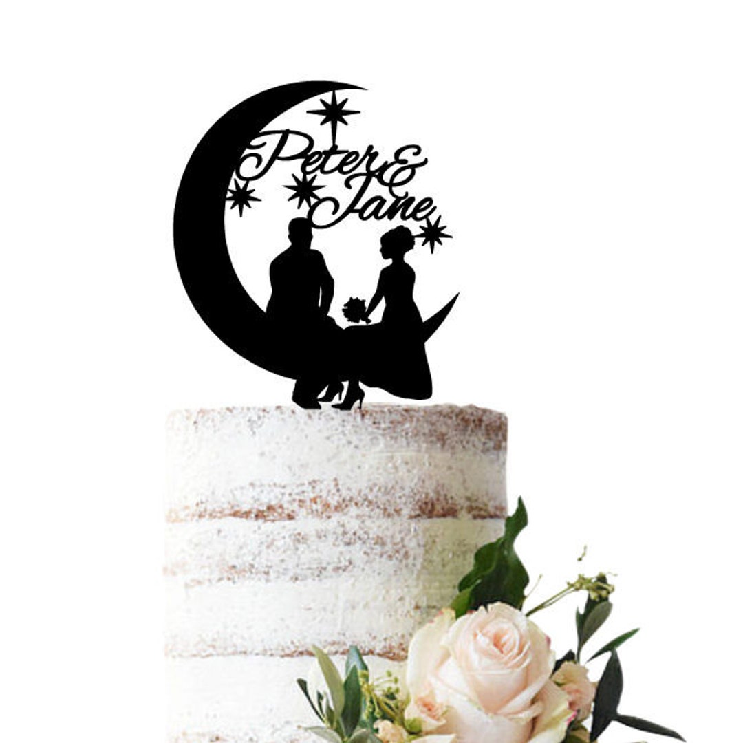 Wedding Cake Topper to the Moon and Back, Choose Your Hairstyle for ...