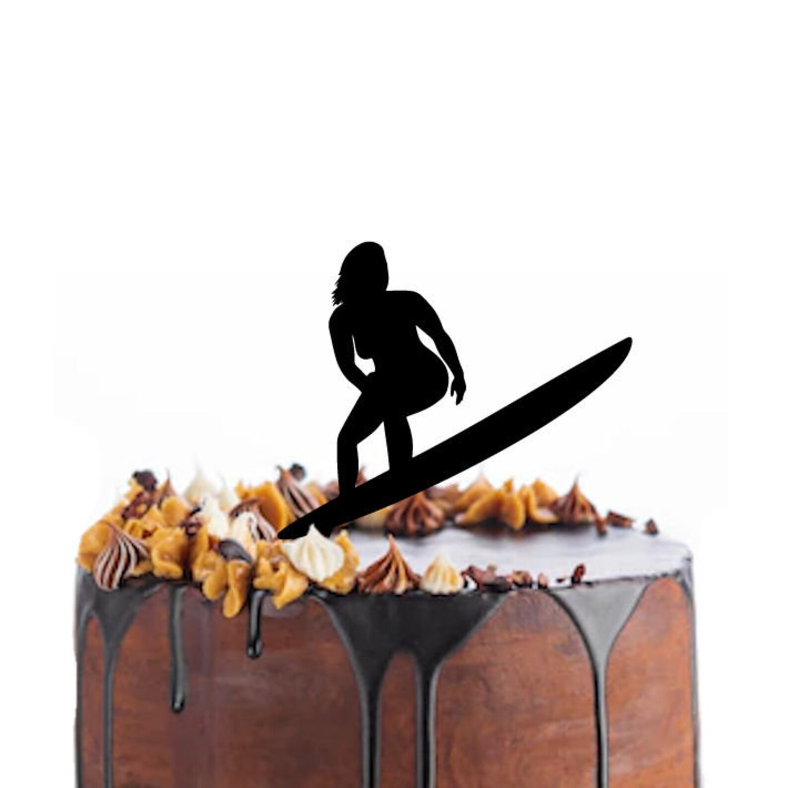 Birthday Cake Topper With a Female Surfer Different - Etsy