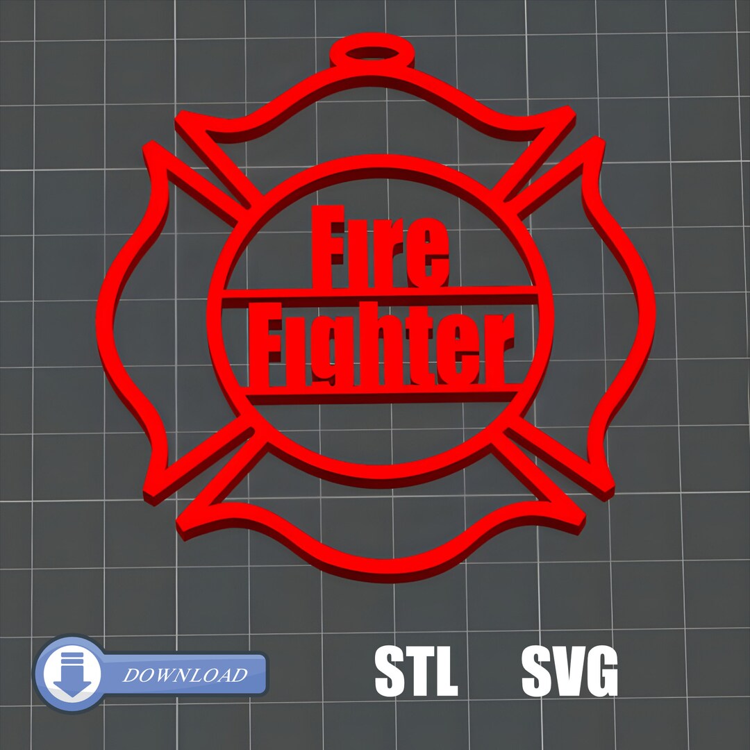 Firefighter Ornament STL and SVG Files for 3D Printing, Laser Engraving ...