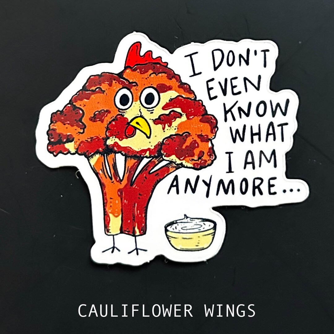 Vinyl Sticker 2x2 Cauliflower Wings Identity Crisis Food Sticker - Etsy