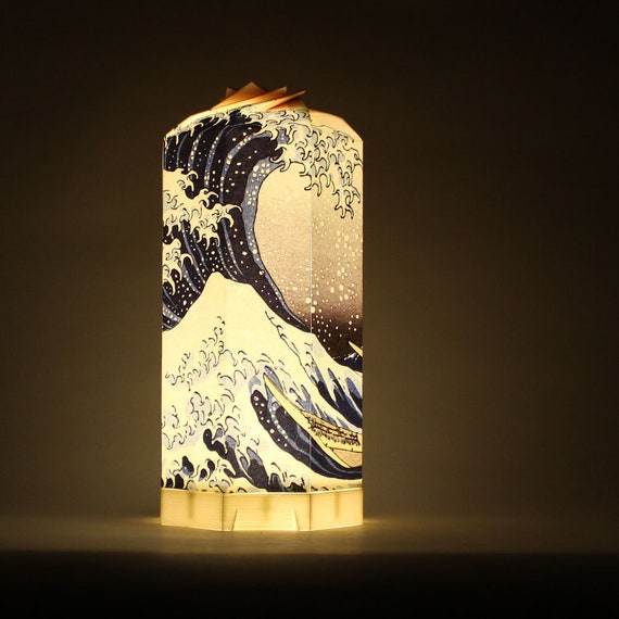 Kanagawa Wave Lamp Origami Home Decor Paper Night Light - Etsy