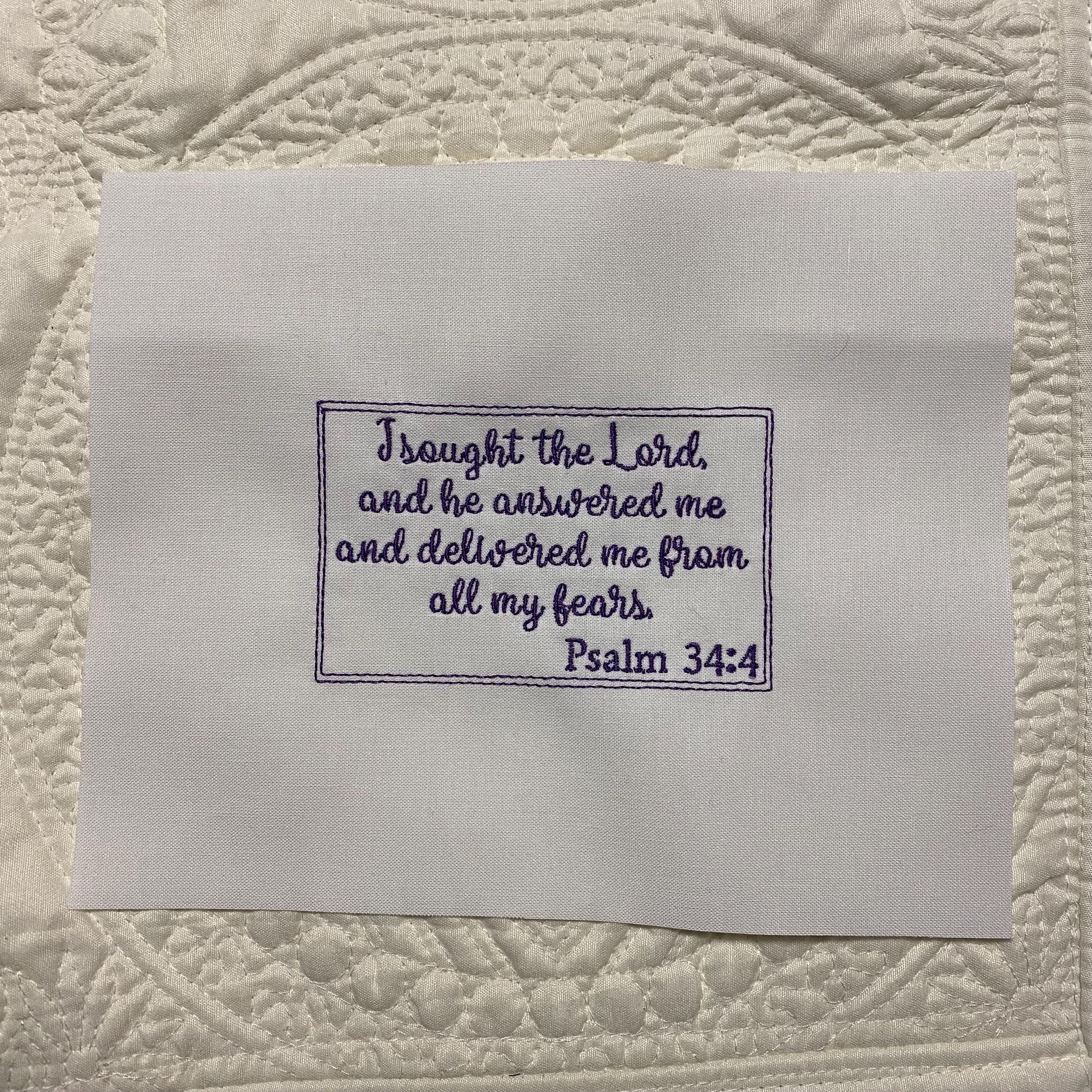 Custom Embroidered Bible Verse Label for Bible Cover - Quilt - Pillow ...