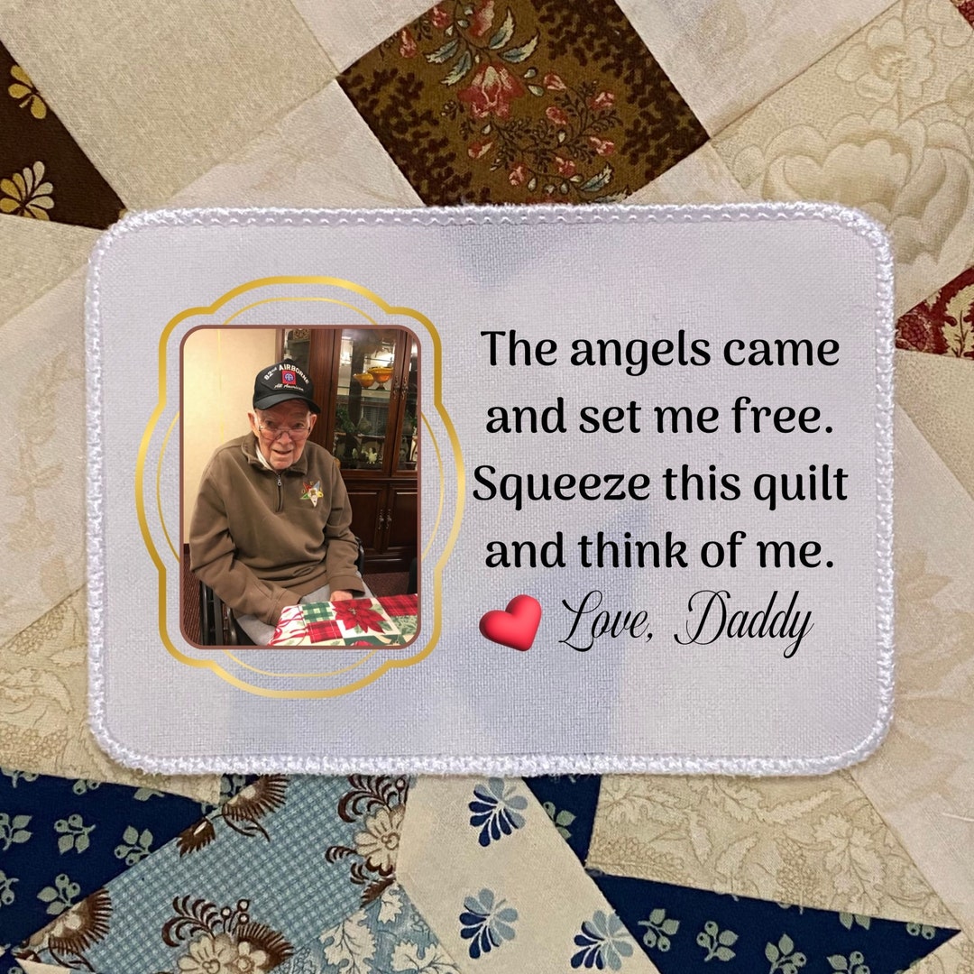 Photo Memory Quilt Label Personalized | the Angels Set Me Free Custom ...