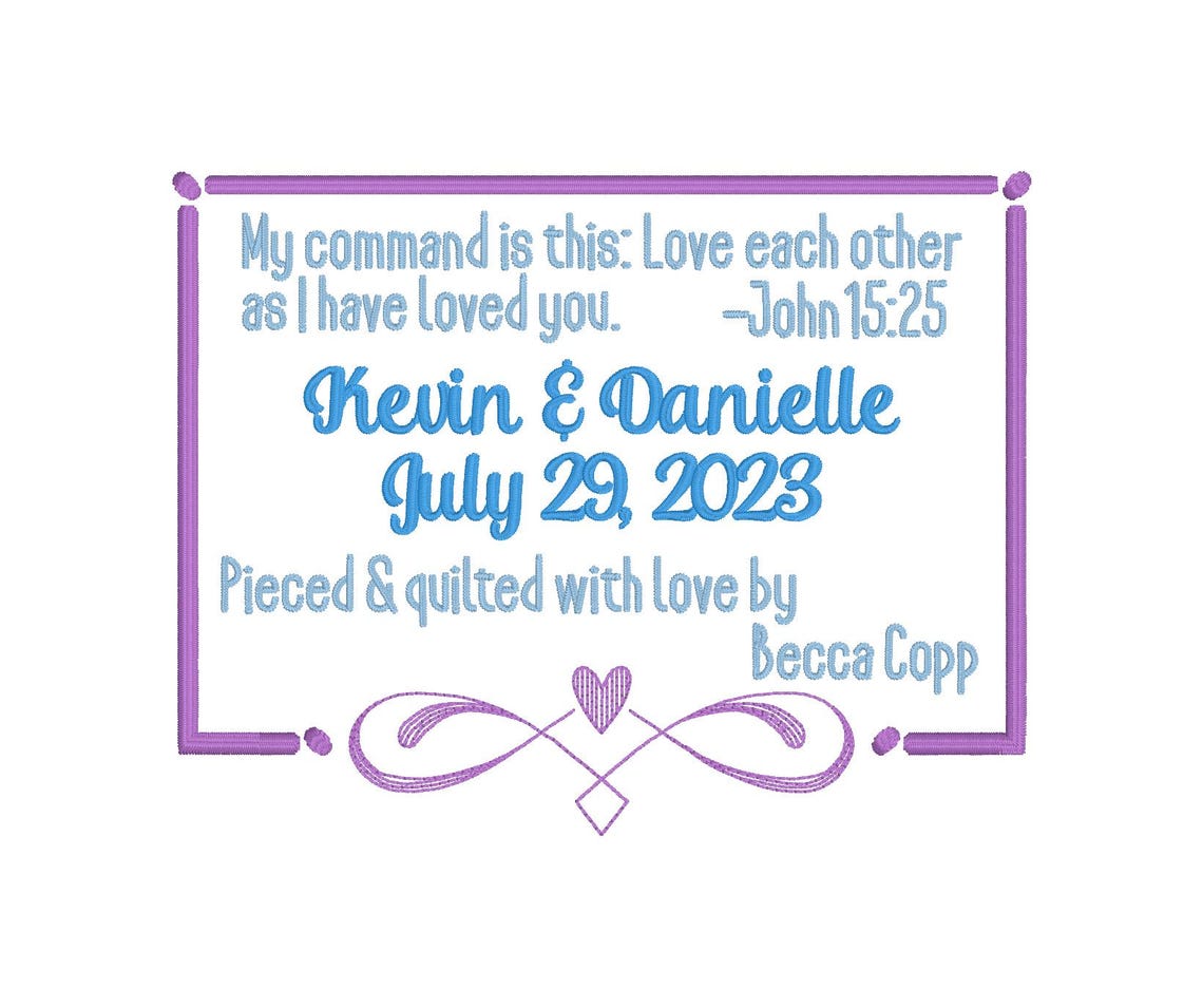 Personalized Quilt Label With Heart and Simple Frame - Etsy