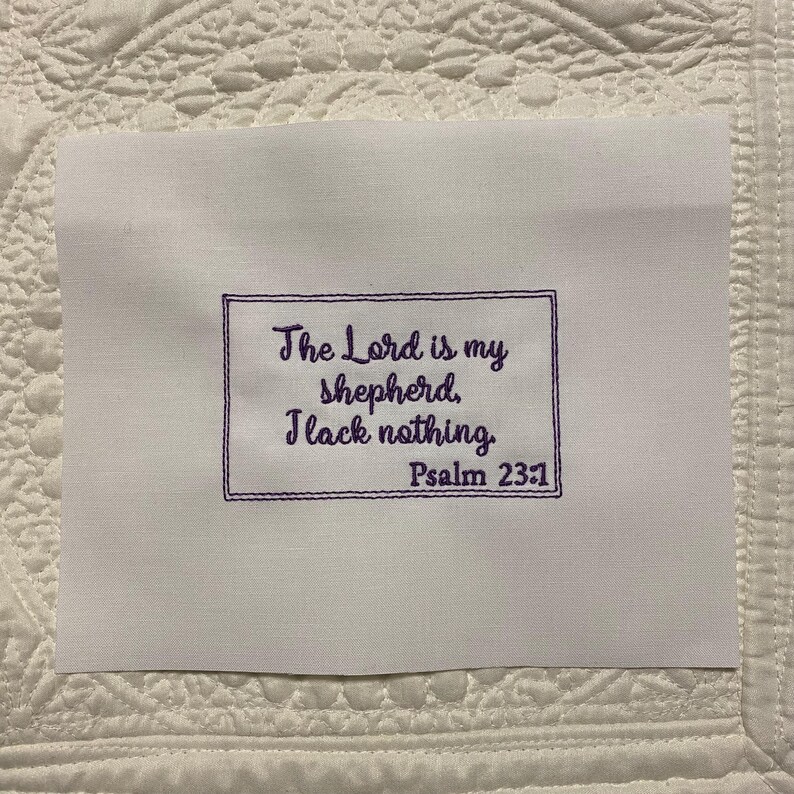 Custom Embroidered Bible Verse Label for Bible Cover - Quilt - Pillow ...