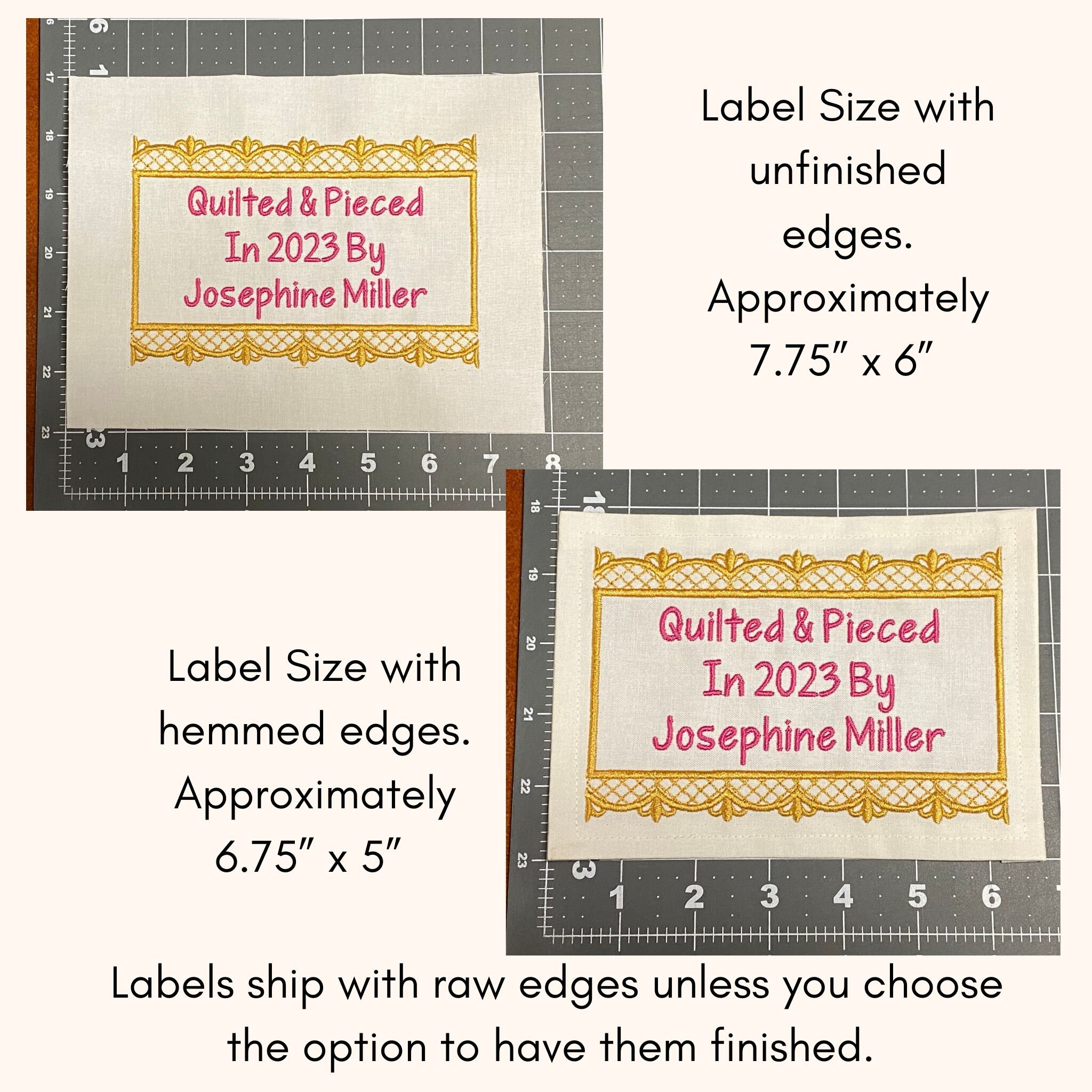 Custom Embroidered Filigree Quilt Label Custom Embroidered Quilt Label ...