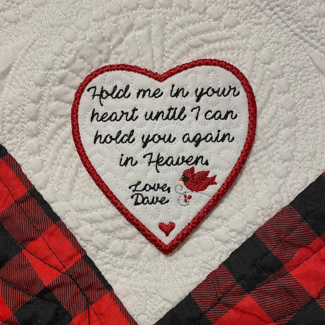 Heart Memory Patch Personalized Quilted & Embroidered for Quilts, Bears ...