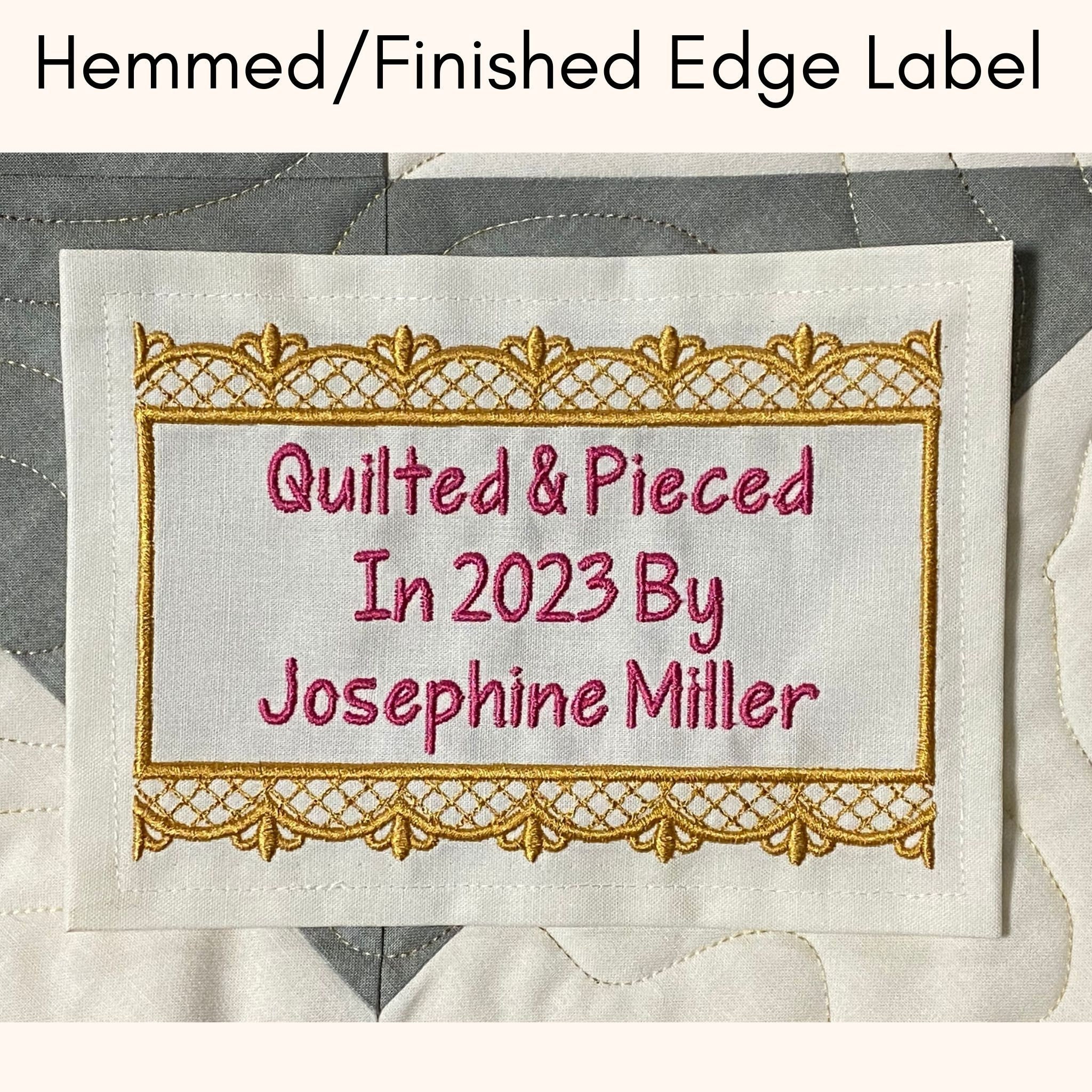 Custom Embroidered Filigree Quilt Label Custom Embroidered Quilt Label ...