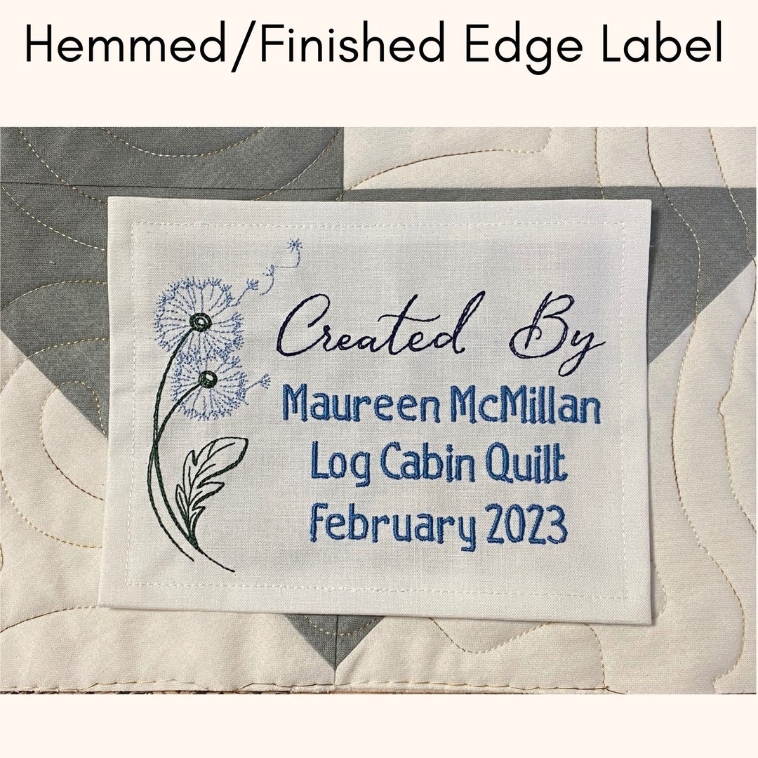Custom Embroidered Dandelion Quilt Label | Personalized Embroidered ...