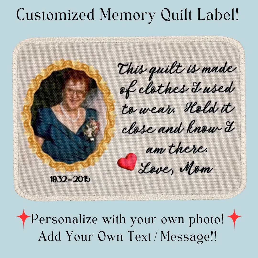 Photo Memory Quilt Label Custom Photo Memory Quilt Label Embroidered ...