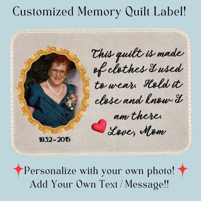 Photo Memory Quilt Label Custom Photo Memory Quilt Label - Etsy