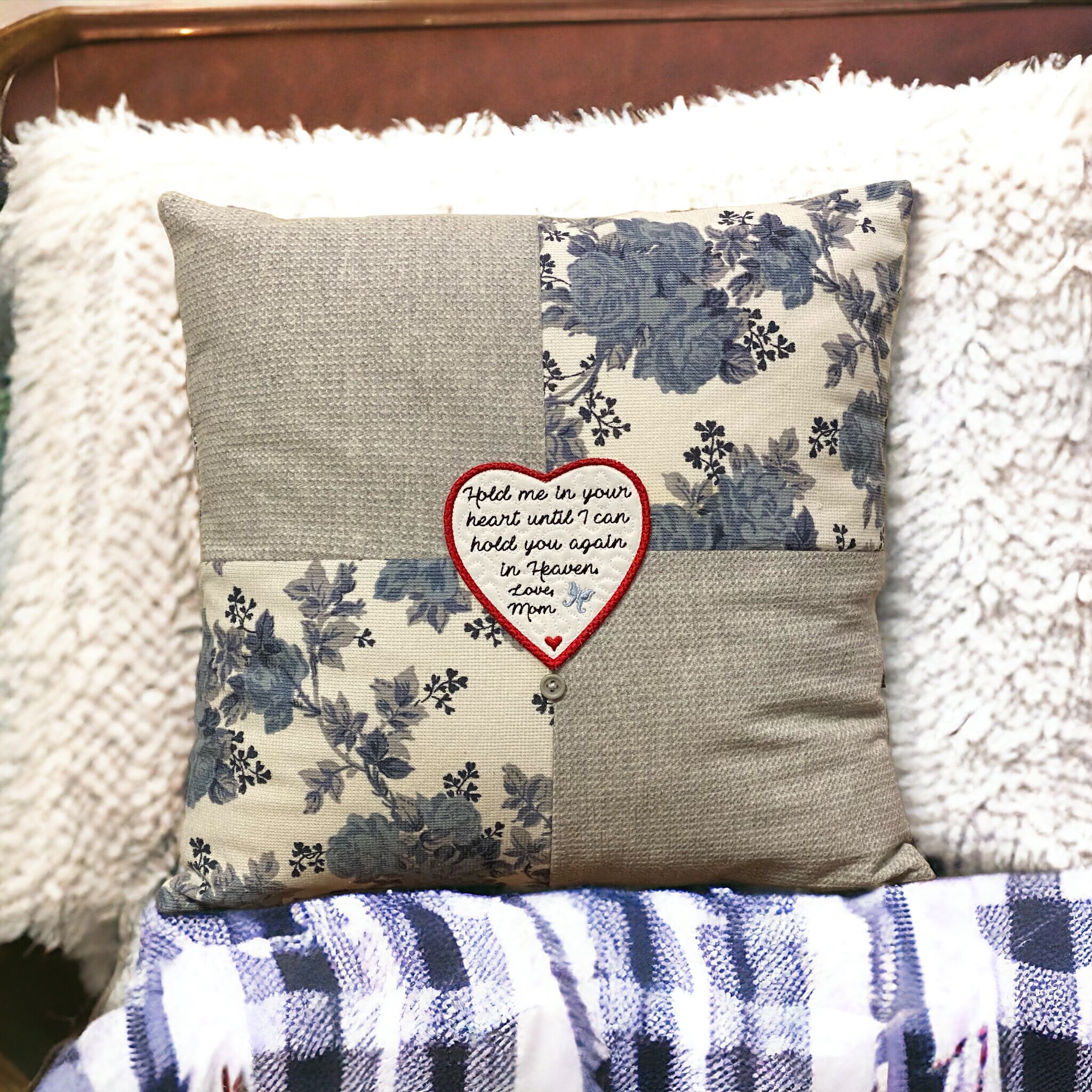 Memory Pillow From Loved One's Clothing 4 Patch Style Shirt Jeans and Personalized Memory Patch ...
