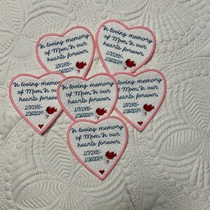Heart Memory Patch With Cardinal Personalized Quilted & Embroidered for ...