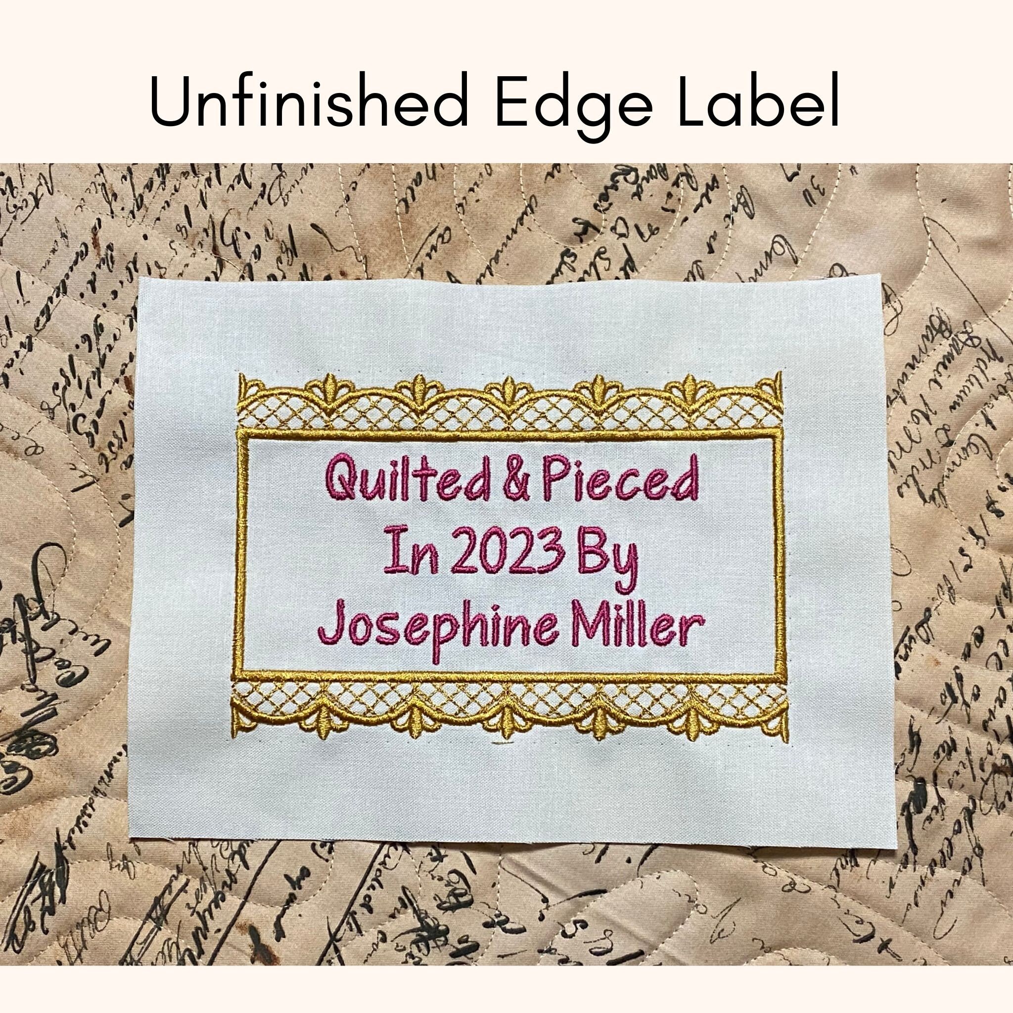 Custom Embroidered Filigree Quilt Label Custom Embroidered Quilt Label ...