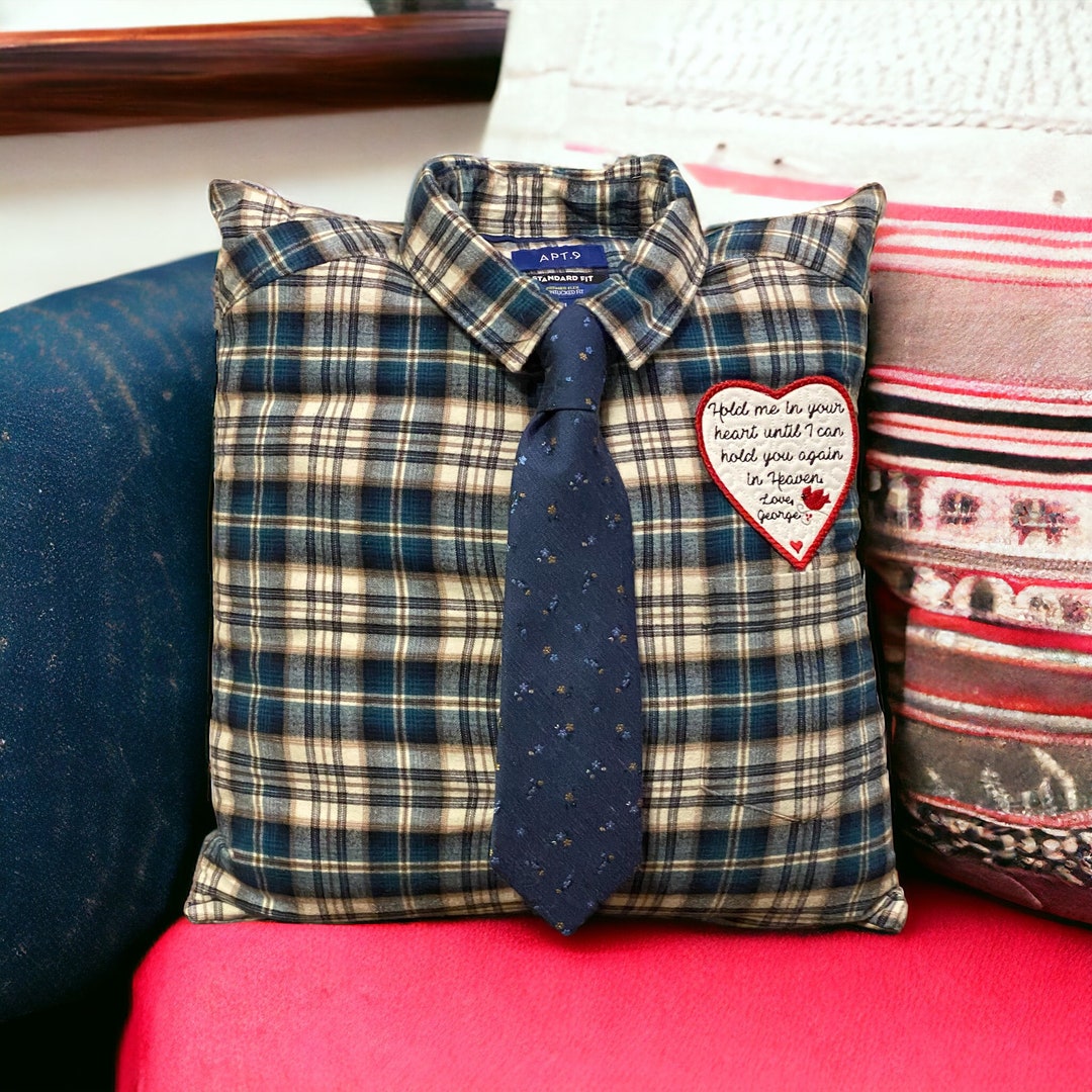 Memory Pillow From Loved One's Clothing Includes Collar - Shirt - Jeans ...