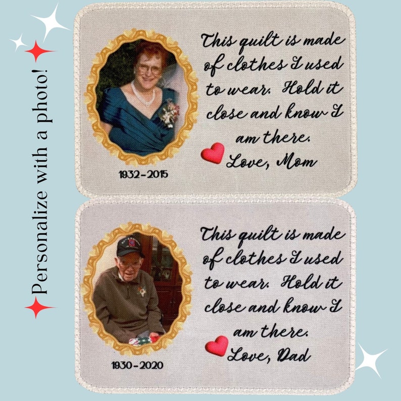 Photo Memory Quilt Label Custom Photo Memory Quilt Label Embroidered ...