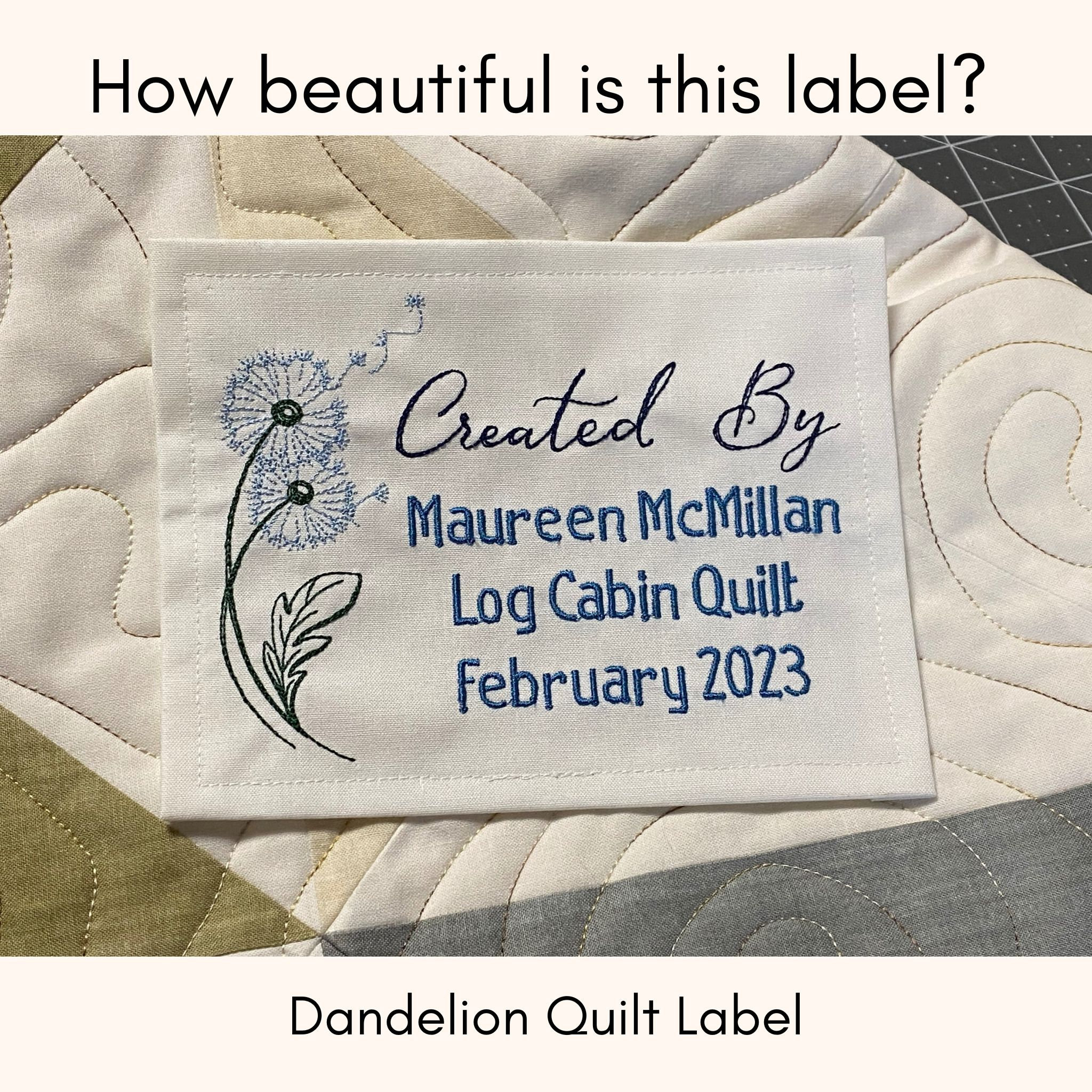 Custom Embroidered Dandelion Quilt Label Personalized Embroidered ...
