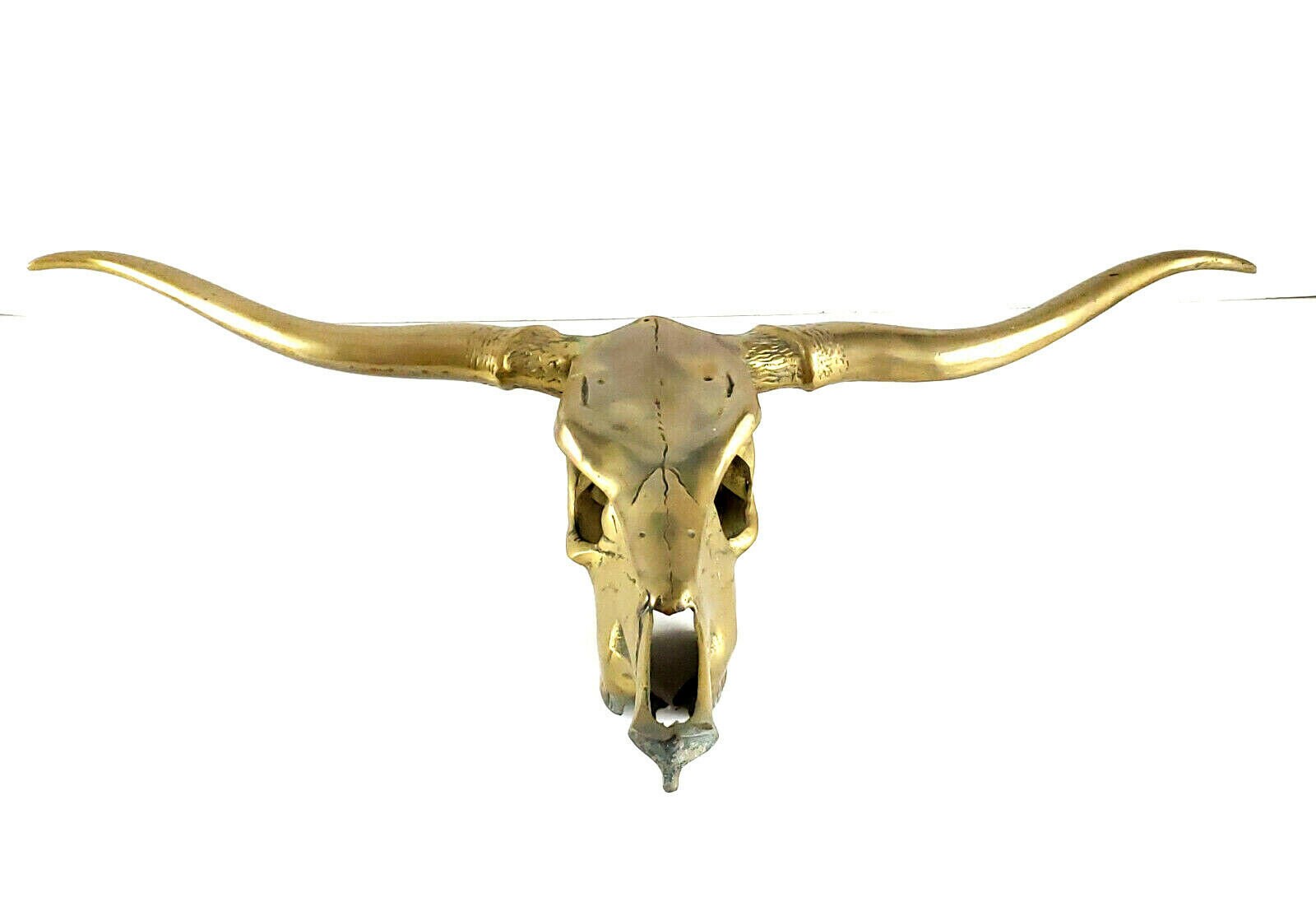 Mid Century Solid Brass Longhorn Steer Skull Head Horns VTG Wall ...
