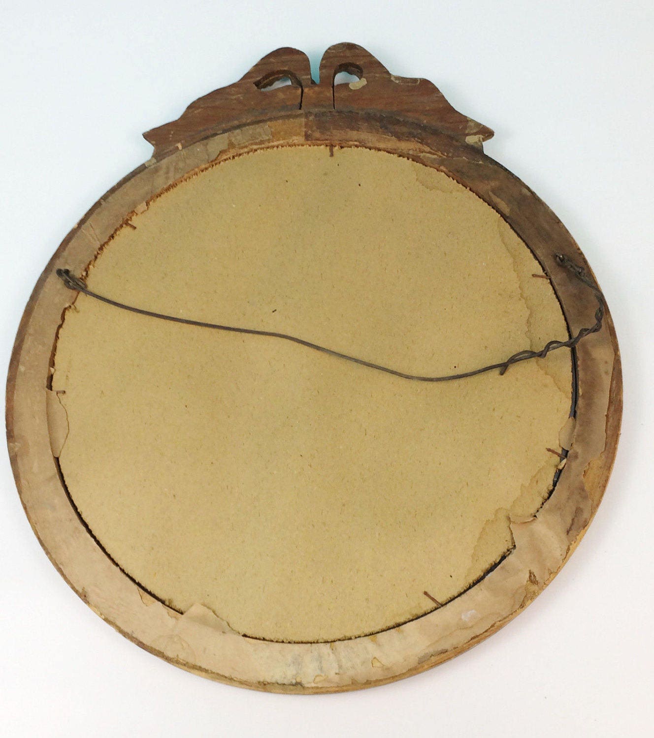 Antique Gold Gilt Carved Wood Gesso Rose Floral Bow Round Ornate Wall ...