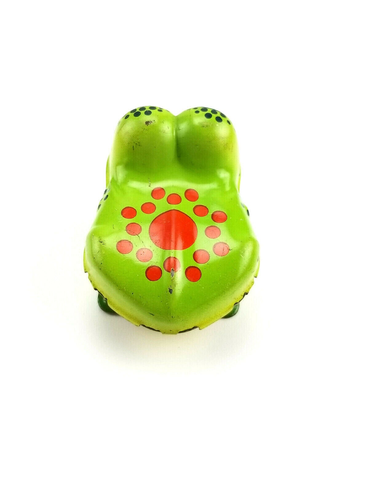 Vintage Tin Lithograph Wind-Up Hopping Jumping Frog Toy with Key-Japan