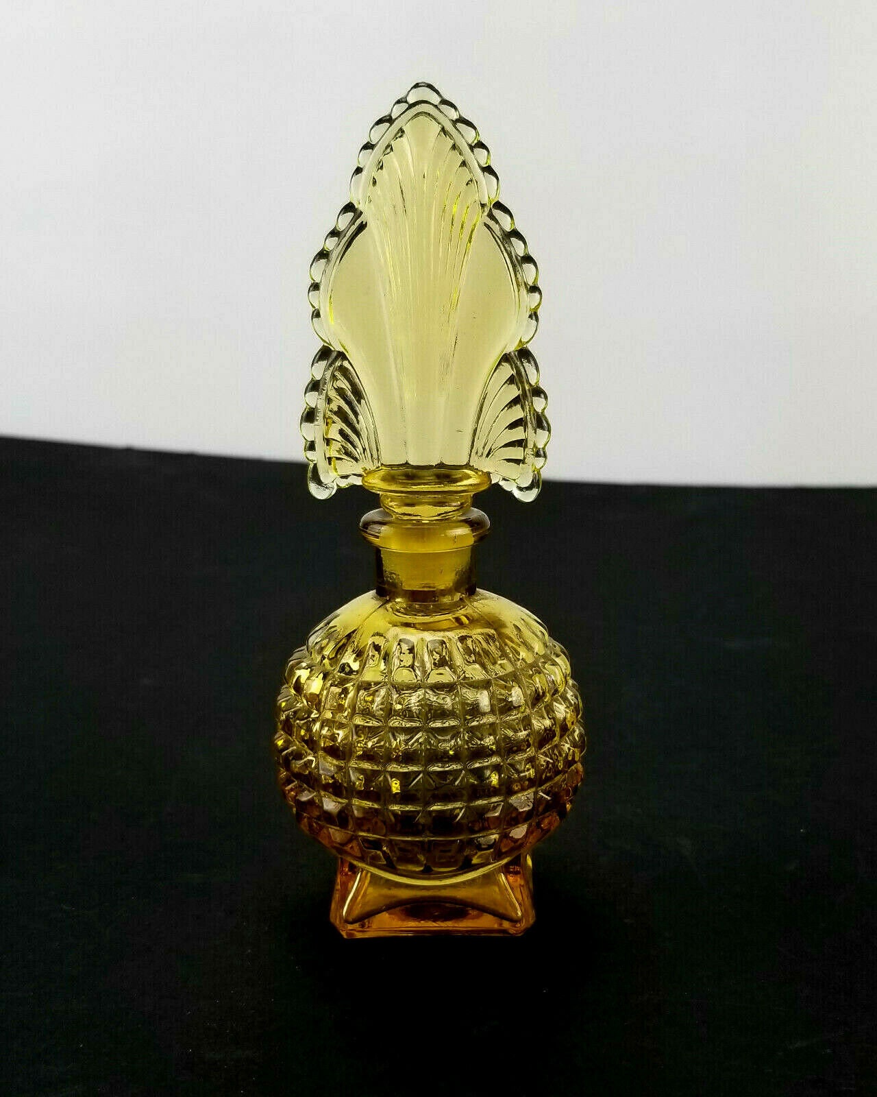 Vintage Amber Glass Ornate Perfume Bottle-Made in Japan bt