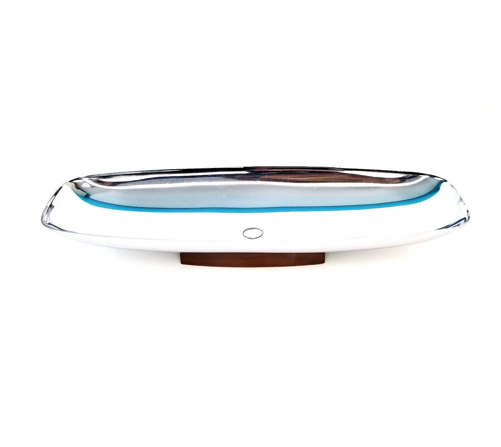 Mid Century Modern Vintage Milbern Creations Chrome & Wood Serving Tray