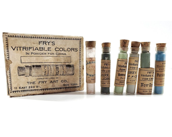 Antique Fry's Vitrifiable Colors Powder Pigment for China 6 Glass Vials ...