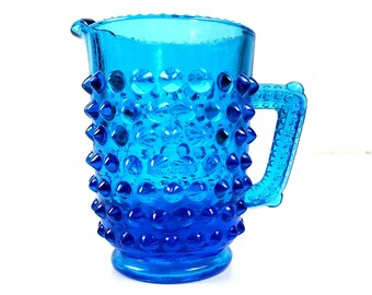 Fenton Blue Hobnail Pitcher - Etsy