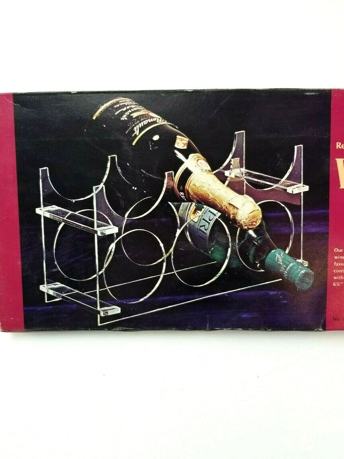 Mid Century Modern Acrylic Lucite 6 Bottle Wine Rack Bottle Holder-NEW