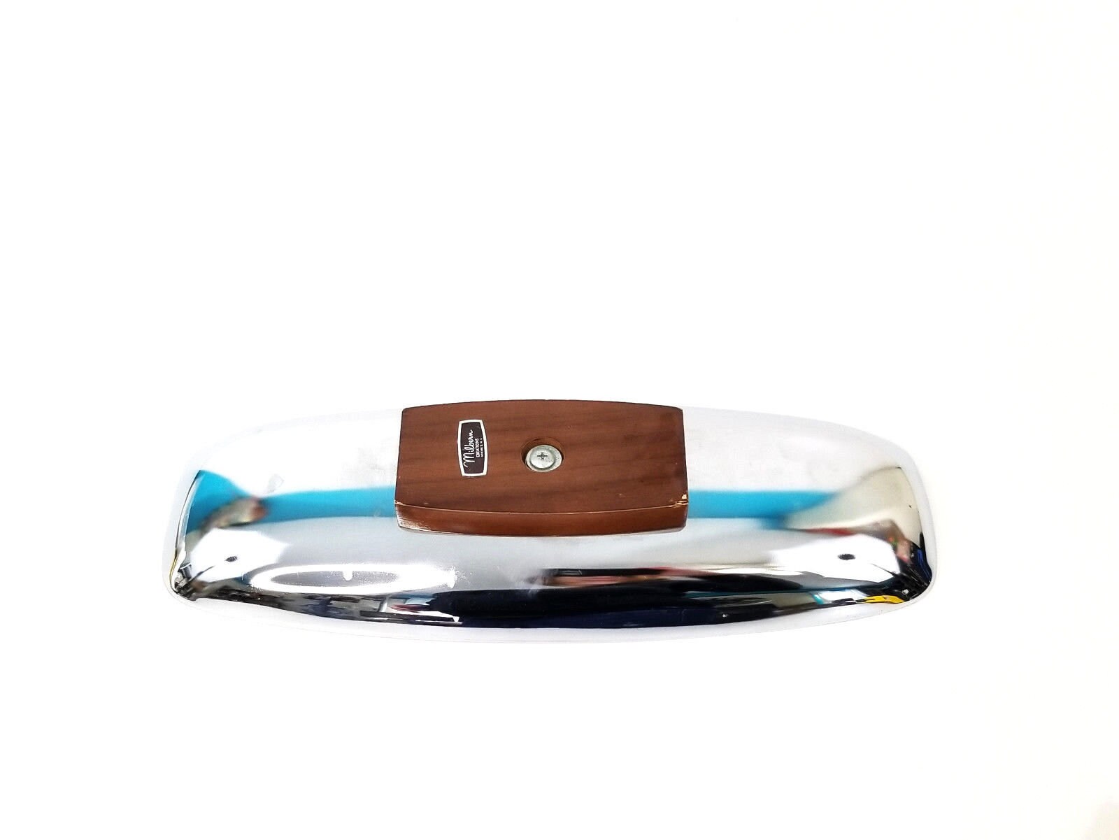 Mid Century Modern Vintage Milbern Creations Chrome & Wood Serving Tray