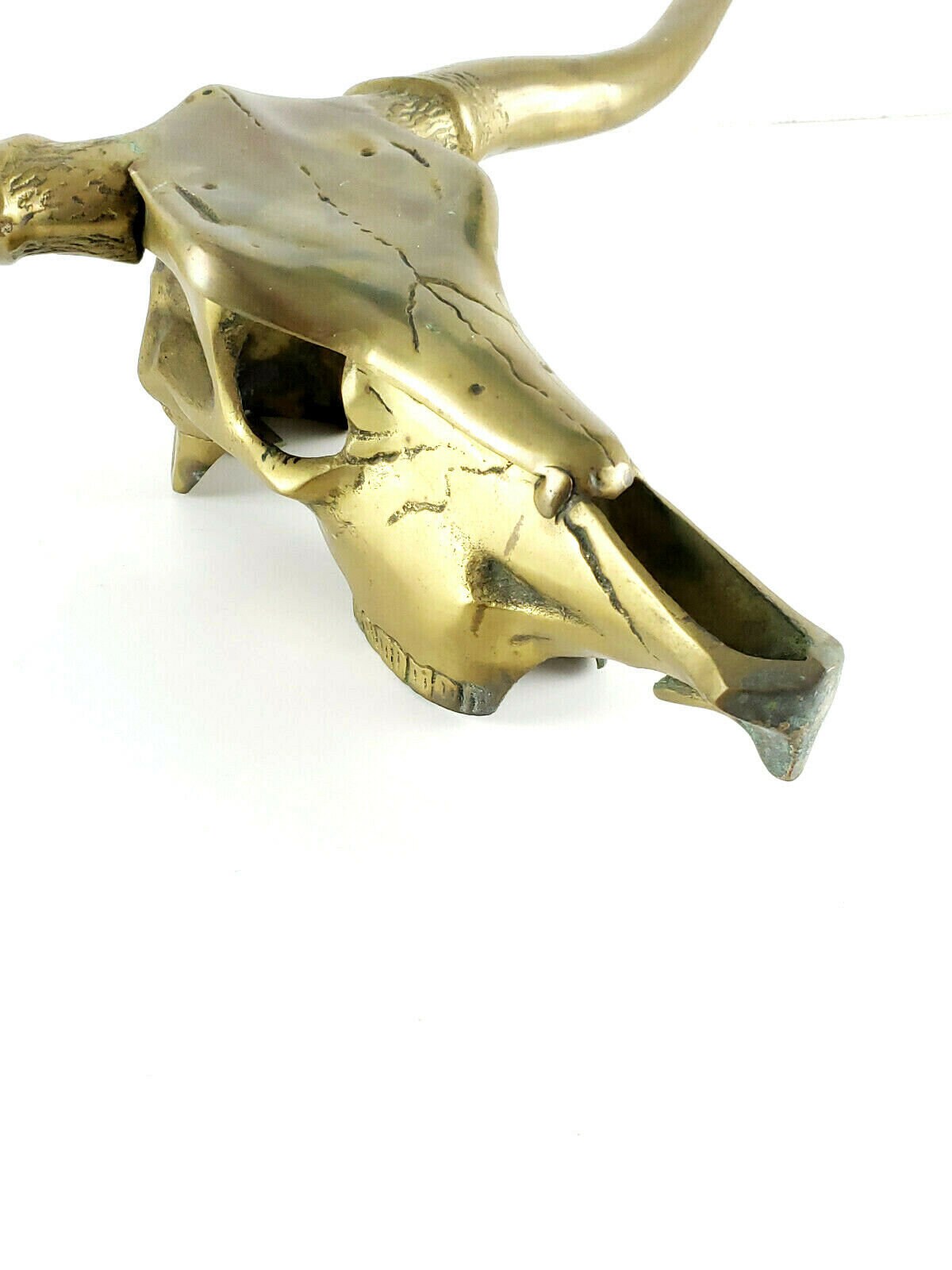 Mid Century Solid Brass Longhorn Steer Skull Head Horns VTG Wall ...
