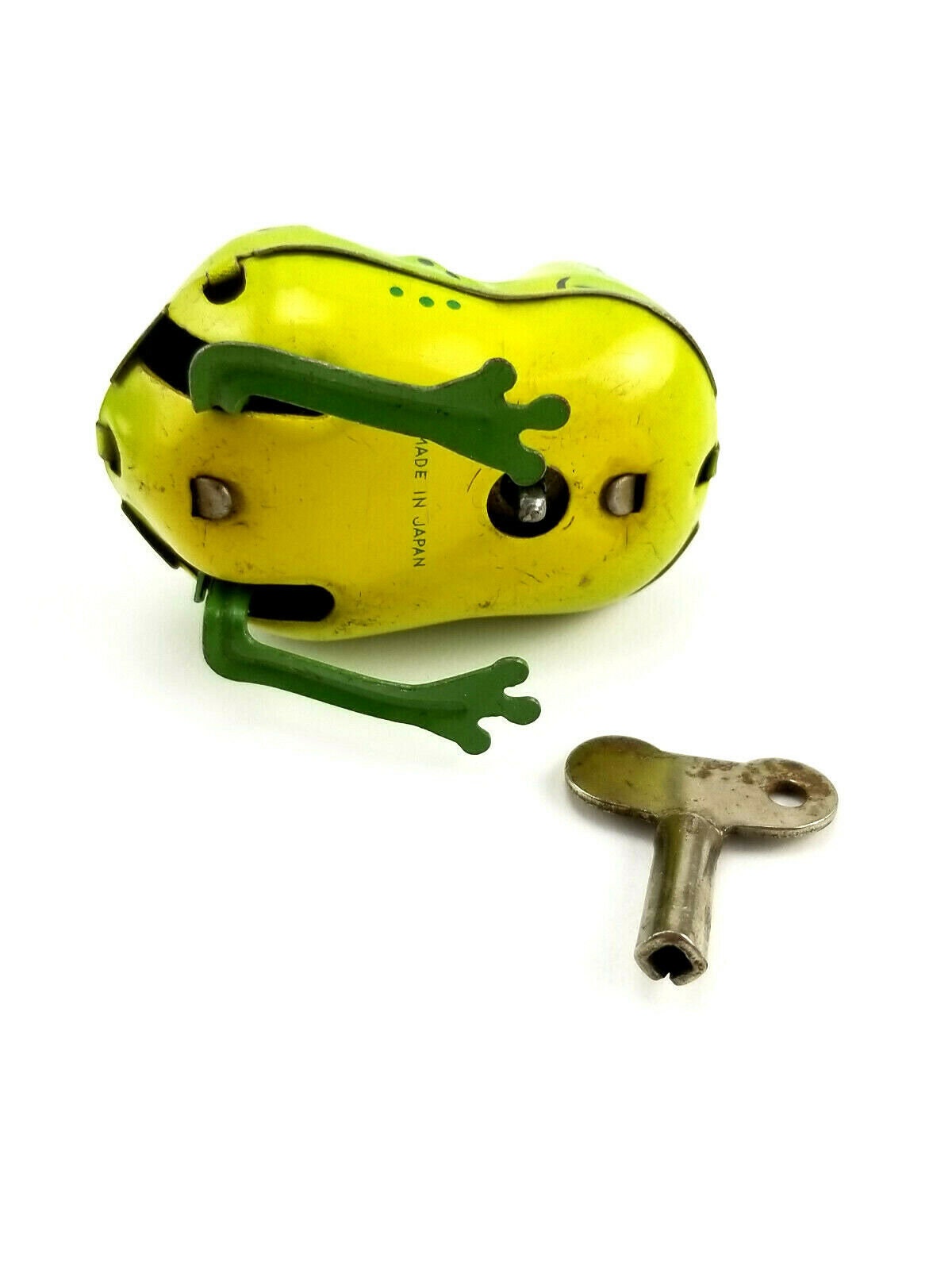 Vintage Tin Lithograph Wind-Up Hopping Jumping Frog Toy with Key-Japan