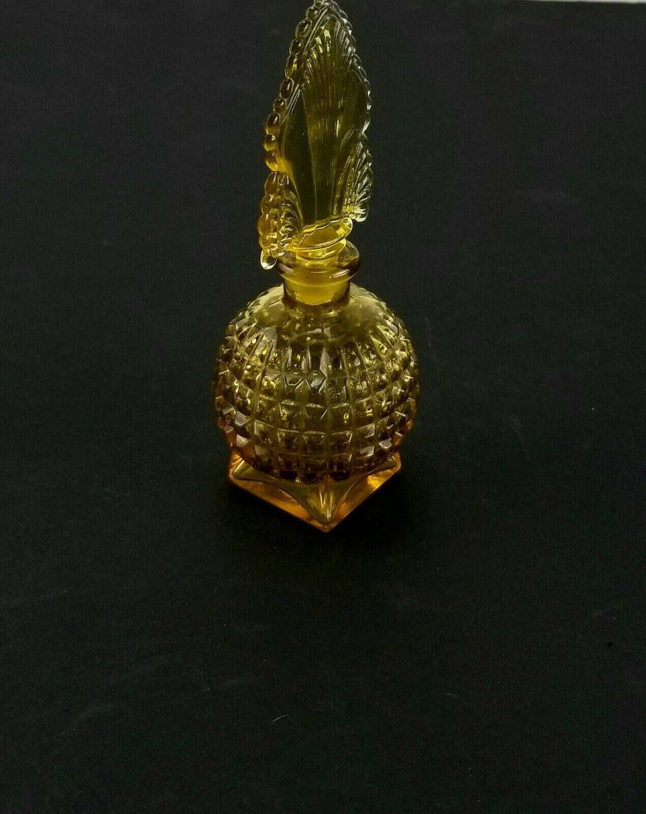 Vintage Amber Glass Ornate Perfume Bottle-Made in Japan bt