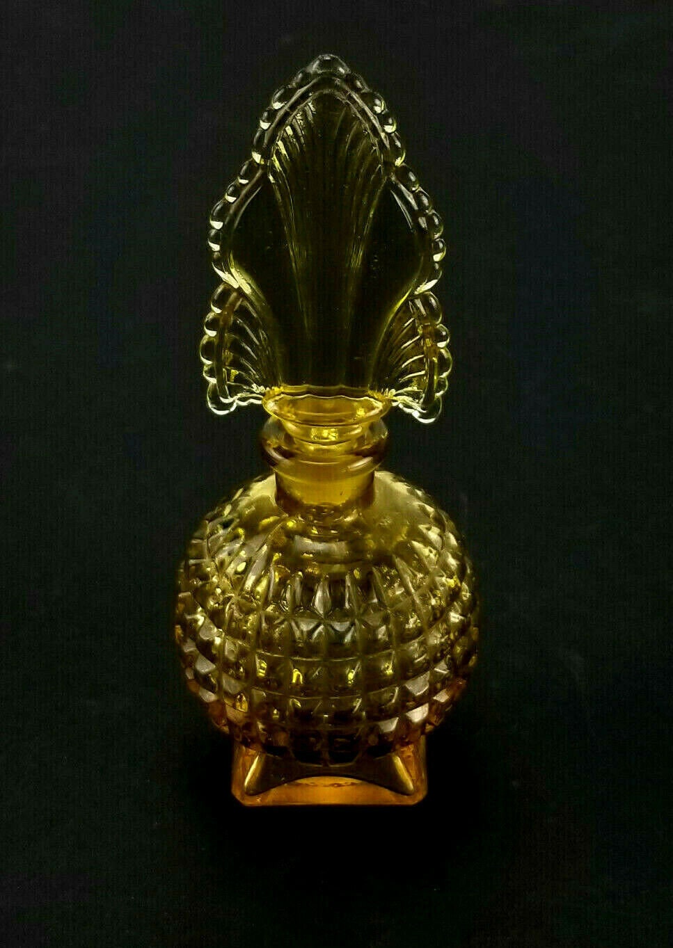 Vintage Amber Glass Ornate Perfume Bottle-Made in Japan bt