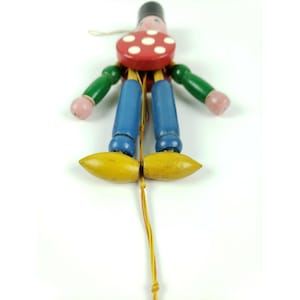 Vintage Japan Wooden Pull String Puppet Jumping Jack Dancing Clown Toy ...