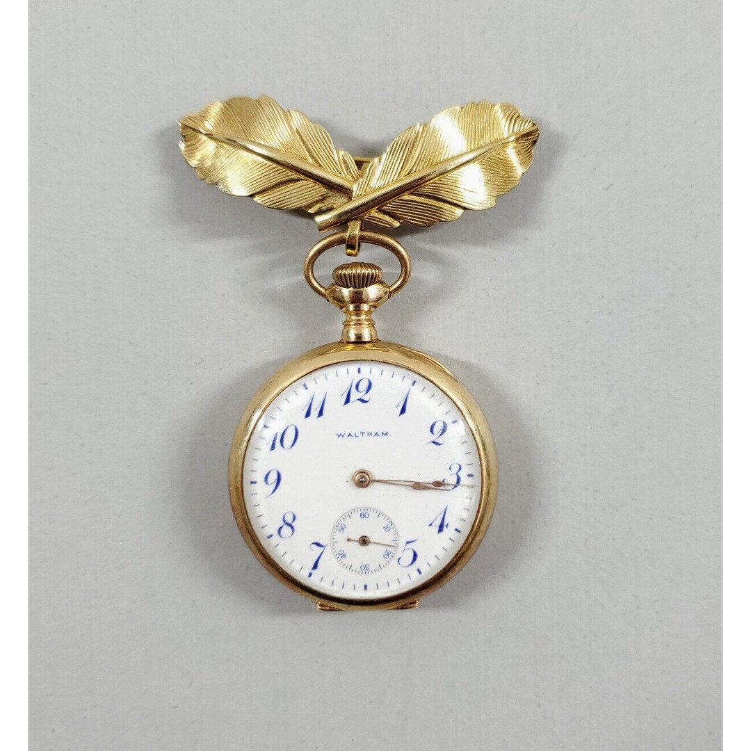Antique 14K Gold Waltham Ladies Pocket Watch 0s 1900 7j on Goldfill ...
