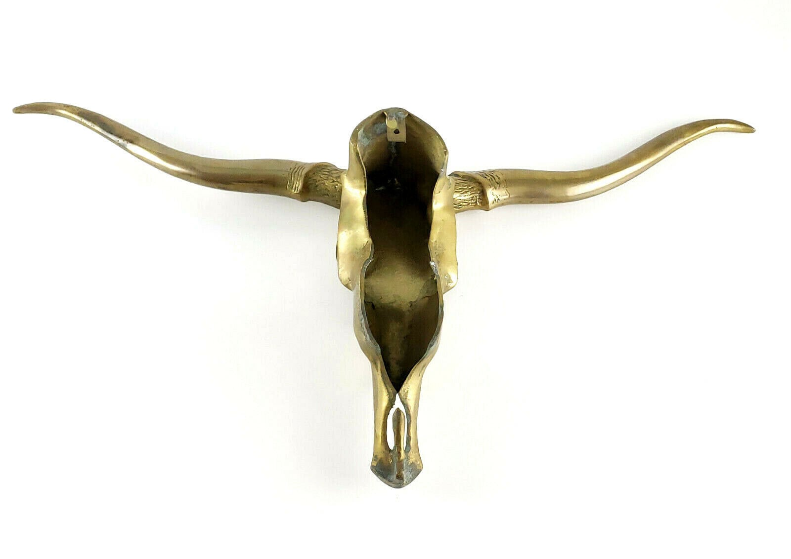 Mid Century Solid Brass Longhorn Steer Skull Head Horns VTG Wall ...