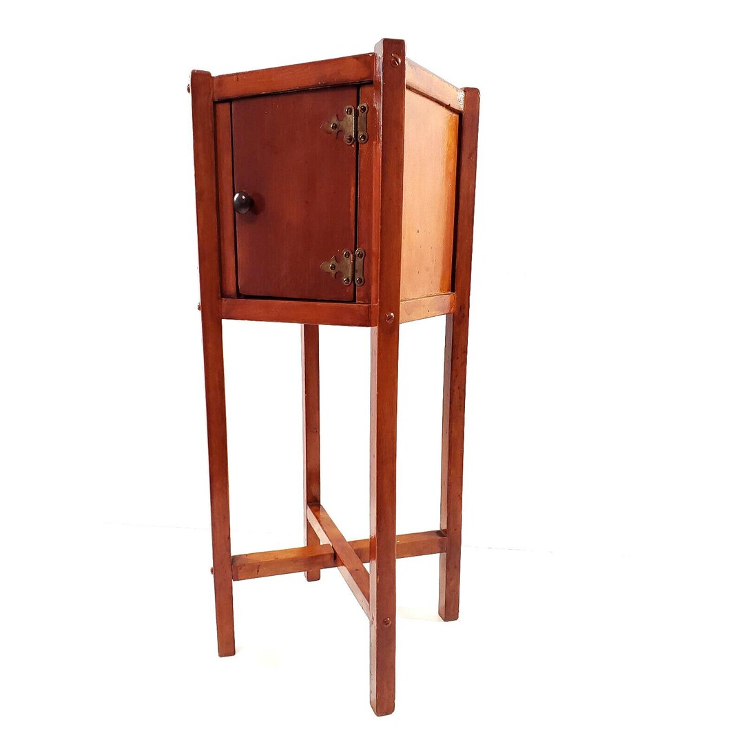Antique Vintage Wooden Smoking Stand Cigar Tobacco Side Accent Table ...