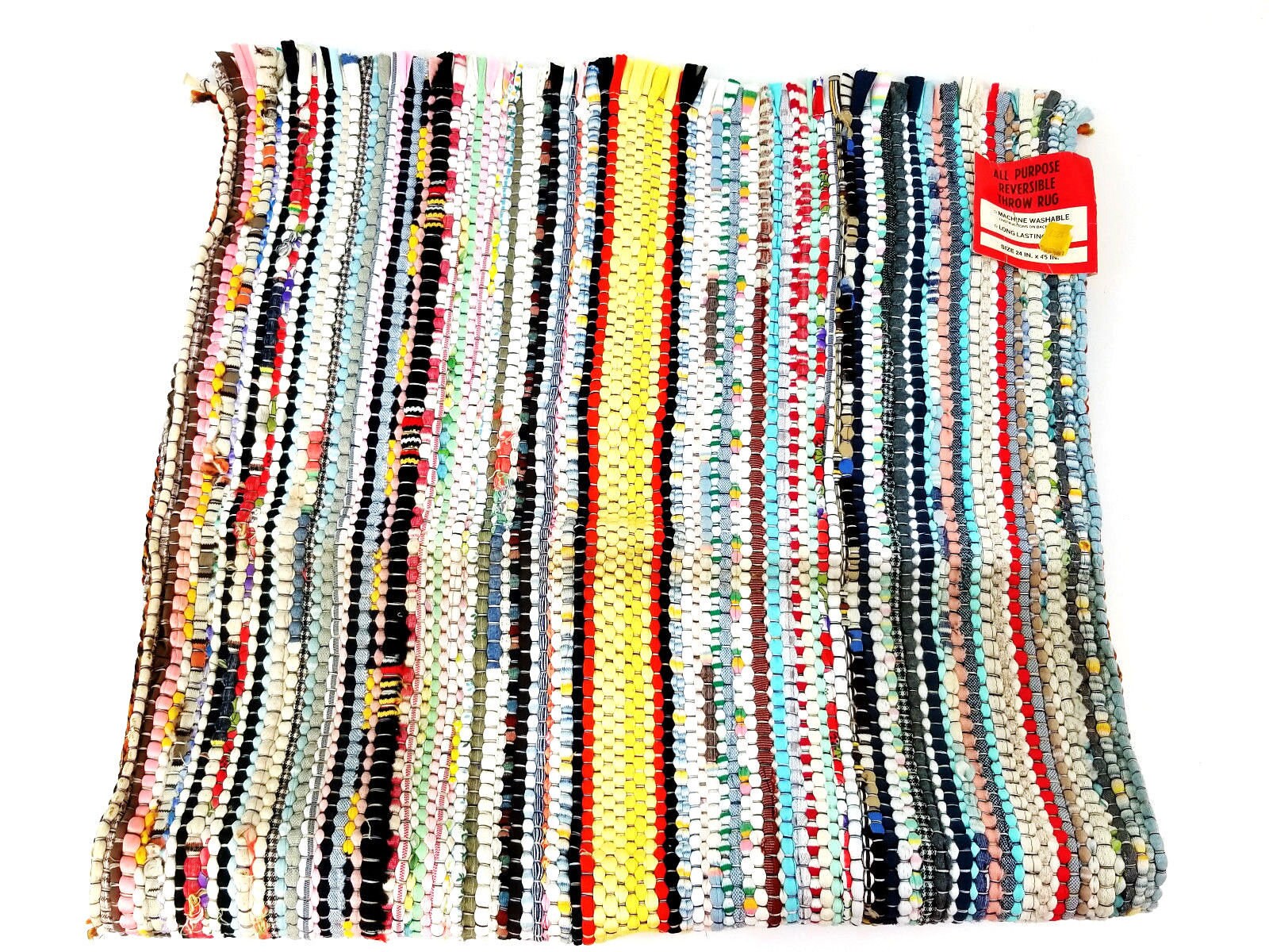 New Vintage Mid Century Multi-Color Reversible Utility Rag Throw Rug 24 ...