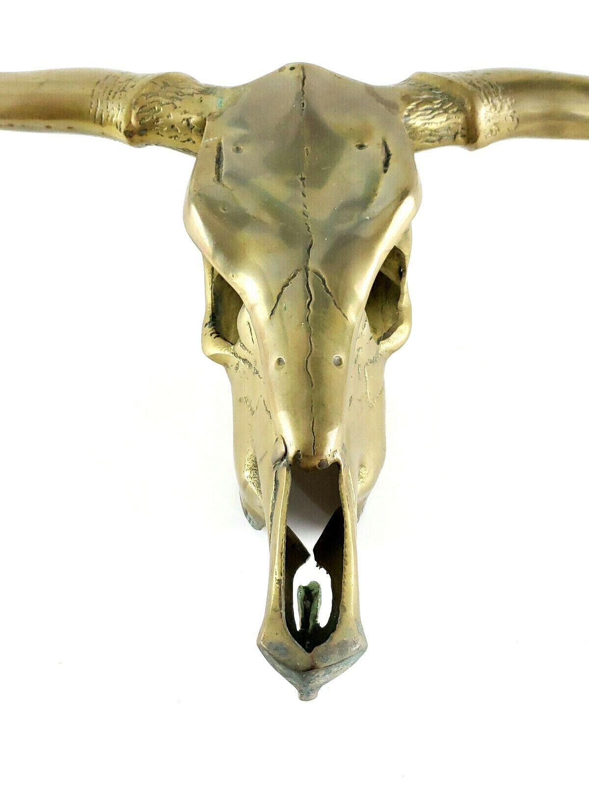 Mid Century Solid Brass Longhorn Steer Skull Head Horns VTG Wall ...