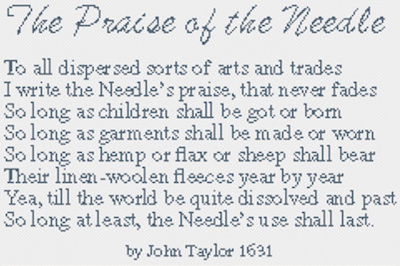 The Praise of the Needle Cross Stitch Pattern (paper Copy) - Etsy