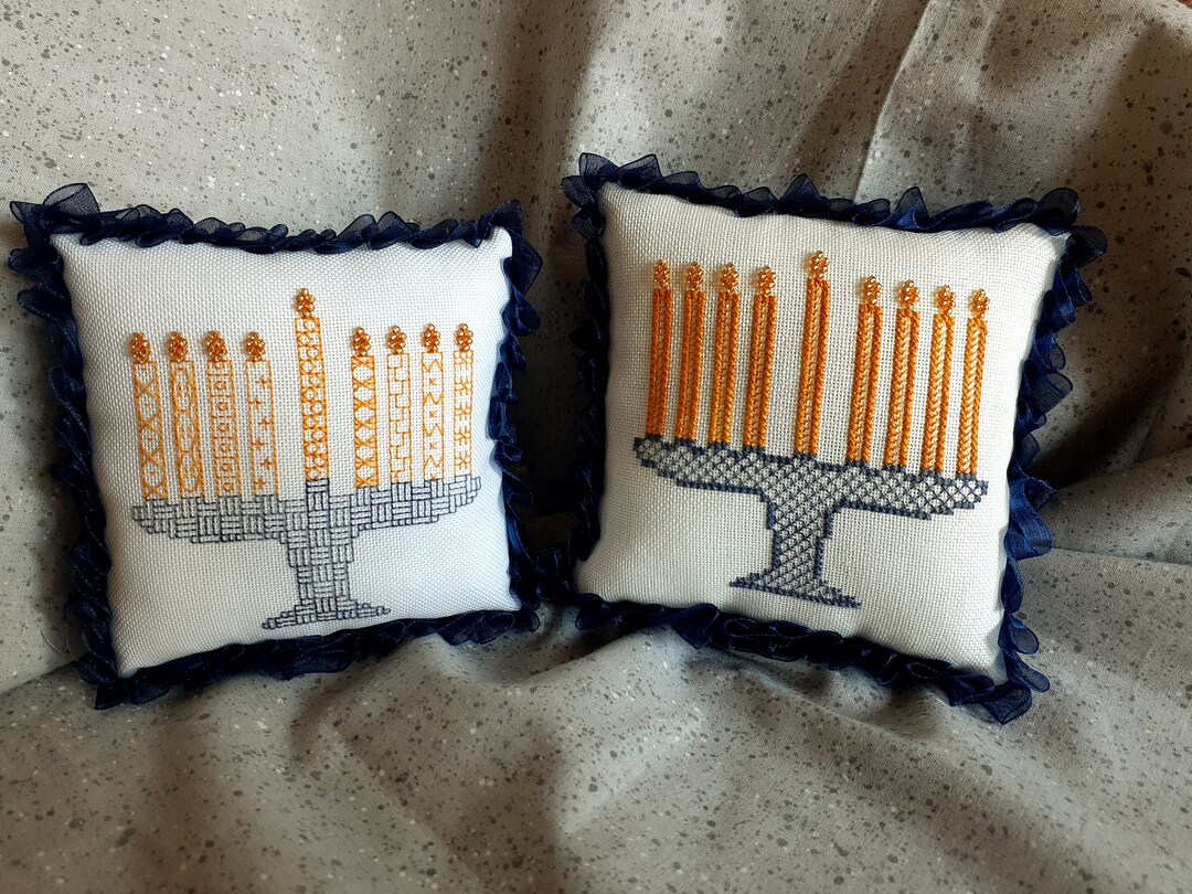 Menorah Duo Cross Stitch and Blackwork Pattern (PDF) - Etsy