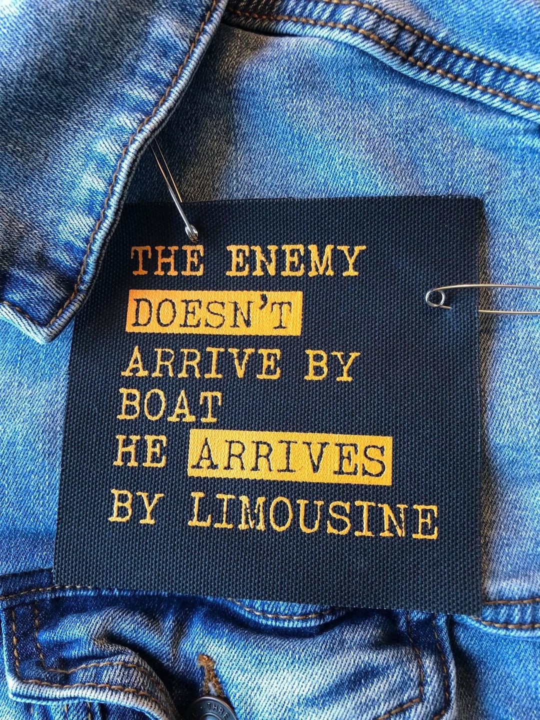 Punk Protest Patch: Enemy Doesn’t Arrive by Boat - Handmade Screen ...