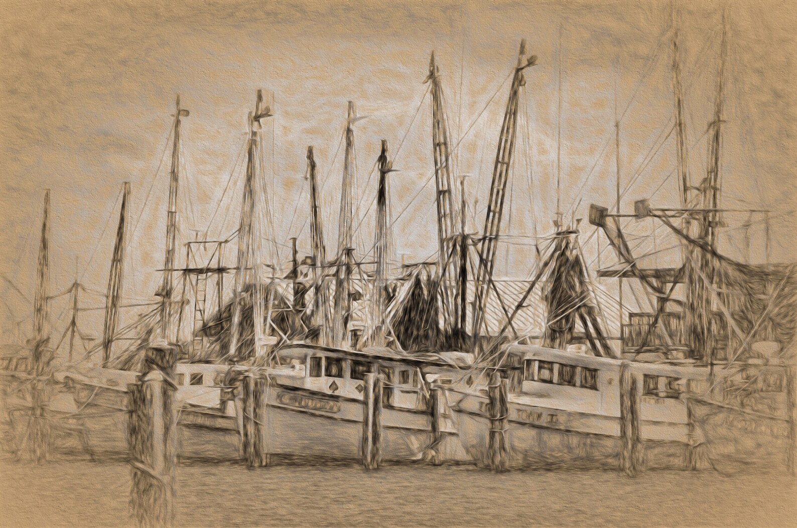 Digital Sketch of Boats - Etsy