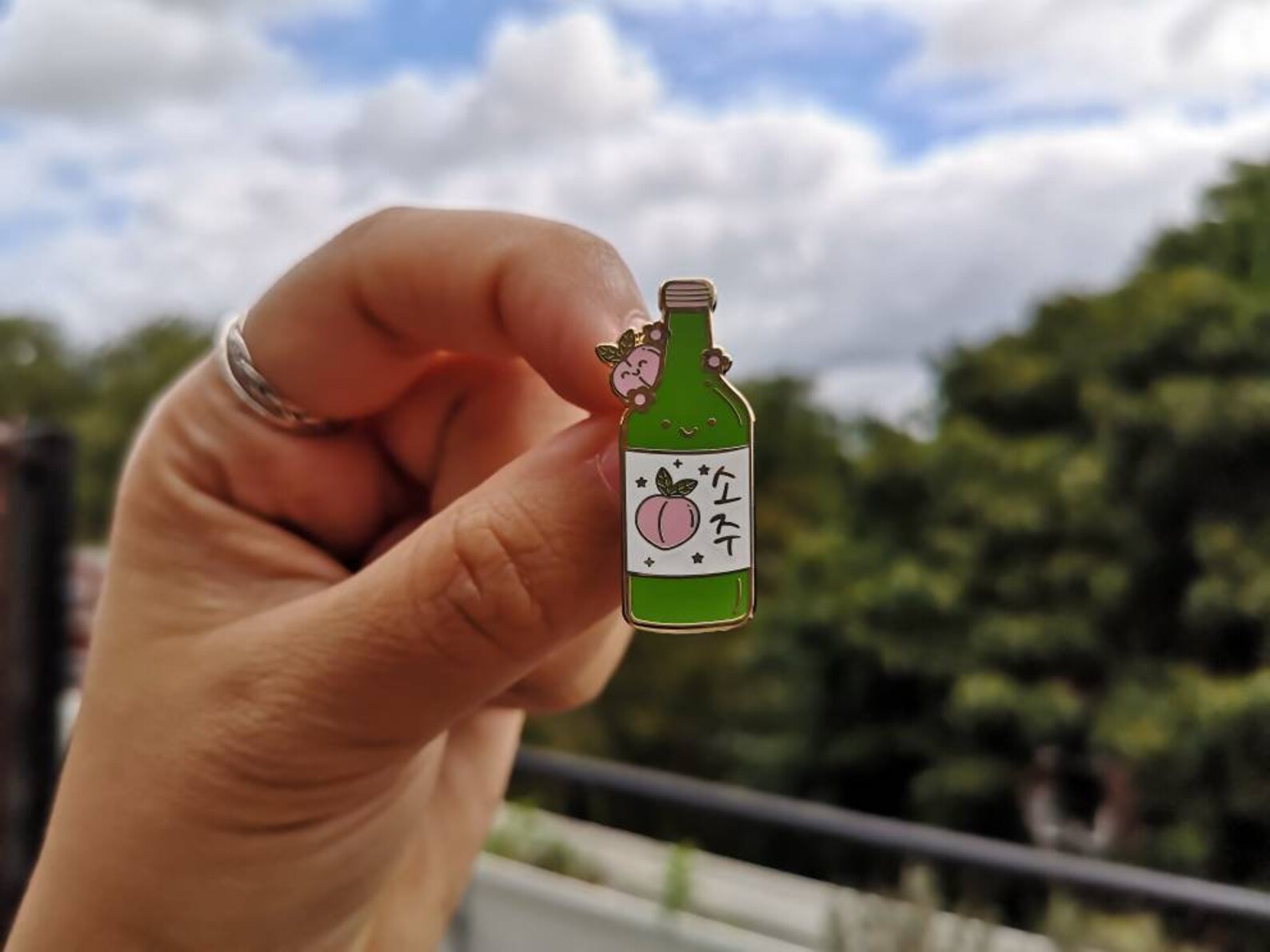 Peach Korean Soju Happy Positive Gold Plated Hard Enamel Pin - Etsy