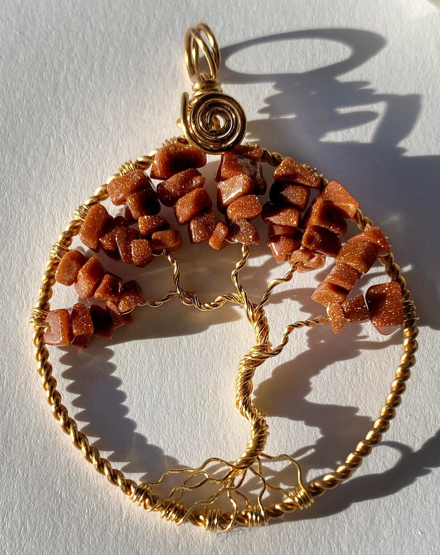 Burnt Orange Sandstone Tree of Life Pendant - Etsy