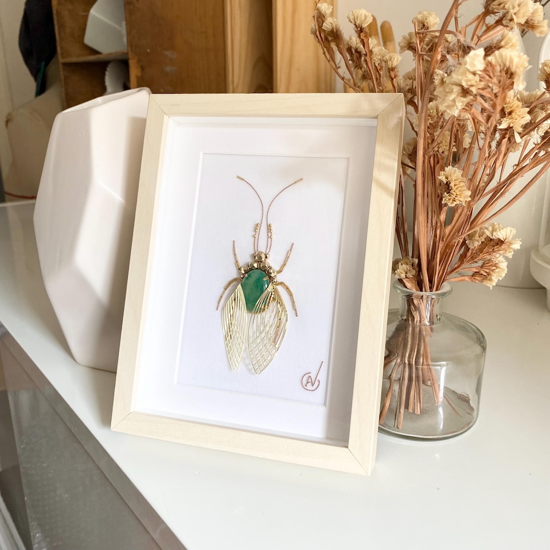 High-fashion Insect Embroidery in a Frame - Etsy